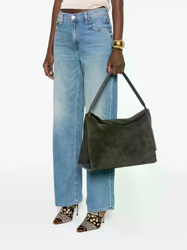 WANDLER Penelope Suede Shoulder Bag - Grey