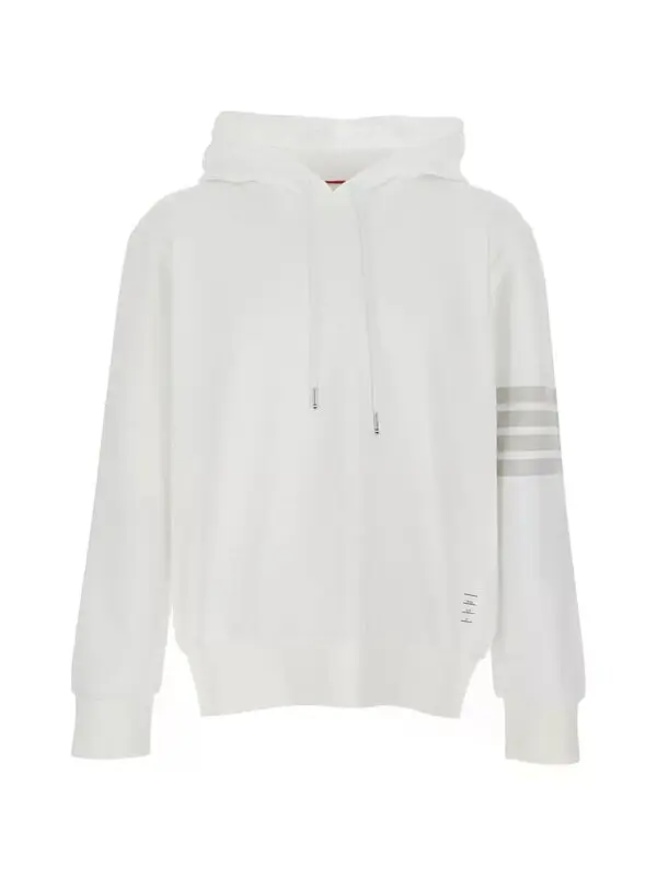 Thom Browne Drawstring 4-bar Hoodie - White