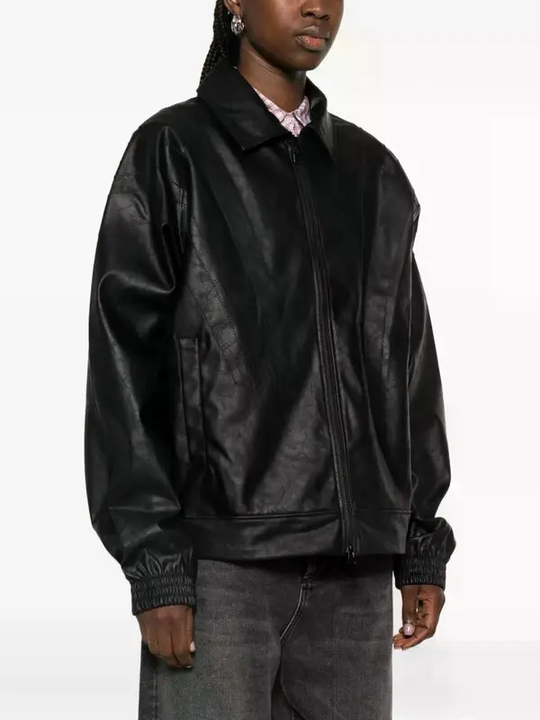 Adidas Pleather Zip-up Biker Jacket