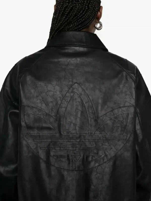Adidas Pleather Zip-up Biker Jacket