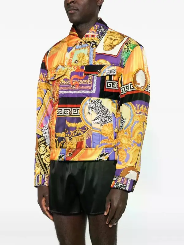 Versace Patchwork Print Nylon Padded Jacket