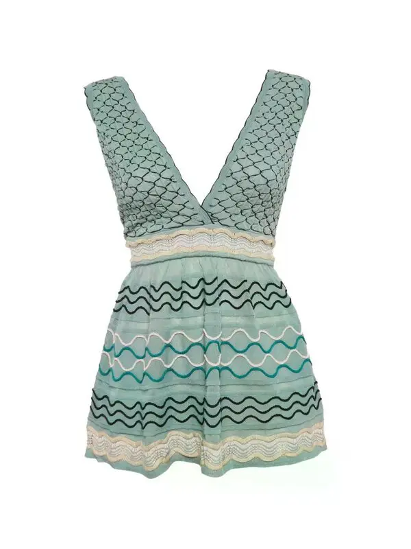 Missoni Knitted V-neck Top - Blue