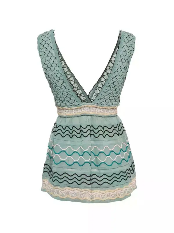 Missoni Knitted V-neck Top - Blue