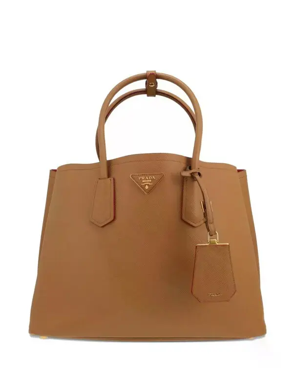 Prada 2020s Double Leather Tote Bag - Brown