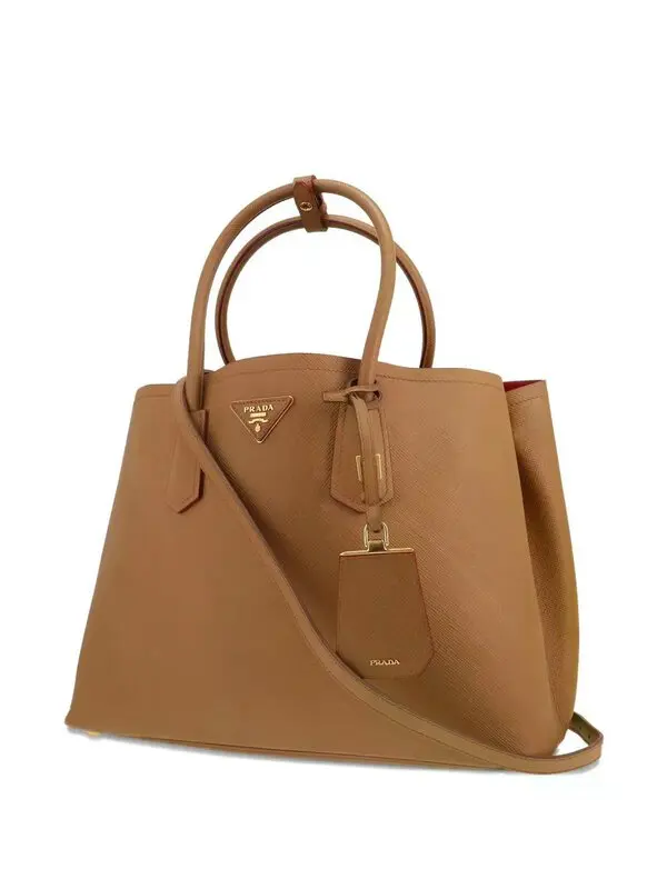 Prada 2020s Double Leather Tote Bag - Brown