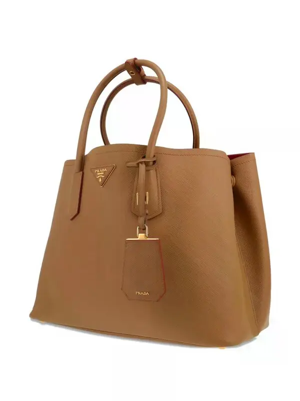 Prada 2020s Double Leather Tote Bag - Brown