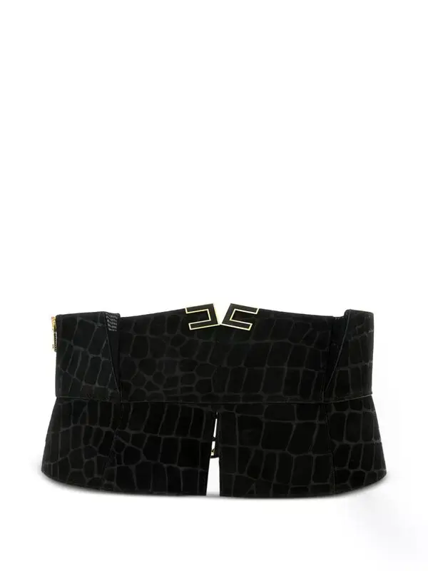 Elisabetta Franchi Enamelled Bustier Belt - Black