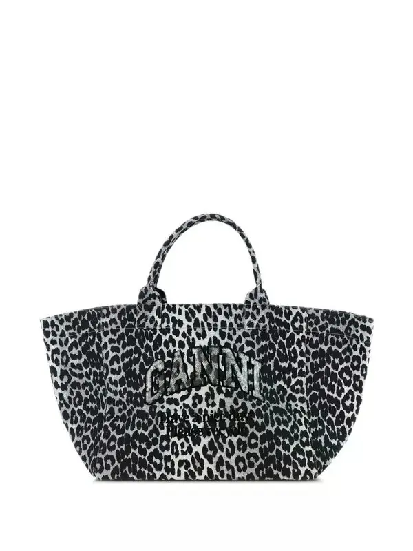 GANNI Leopard Sequin Xxl Appliqué Tote Bag