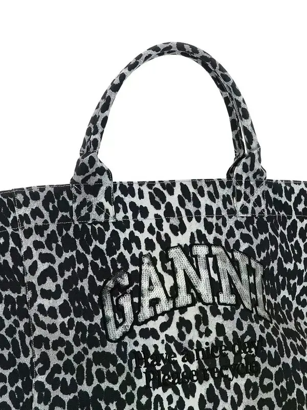 GANNI Leopard Sequin Xxl Appliqué Tote Bag