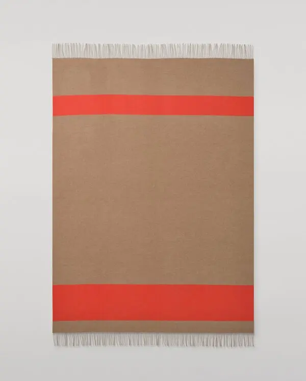 Johnstons Of Elgin Brown & Stripe Throw - Red