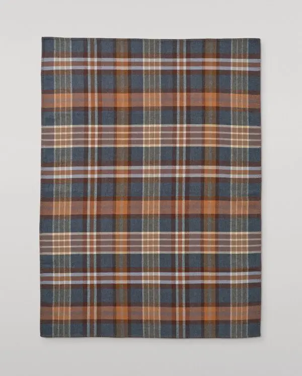 Johnstons Of Elgin Double Face & Brown Wool Throw - Blue