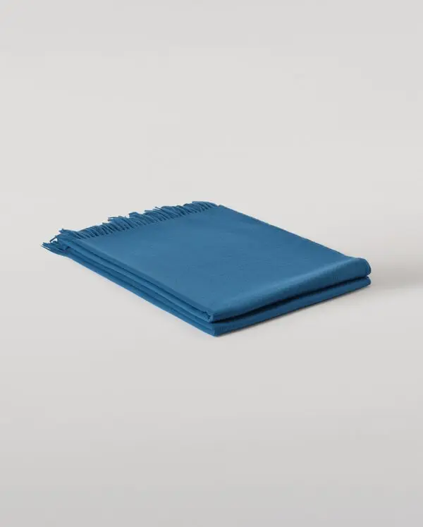 Johnstons Of Elgin Plain Cashmere Throw - Blue