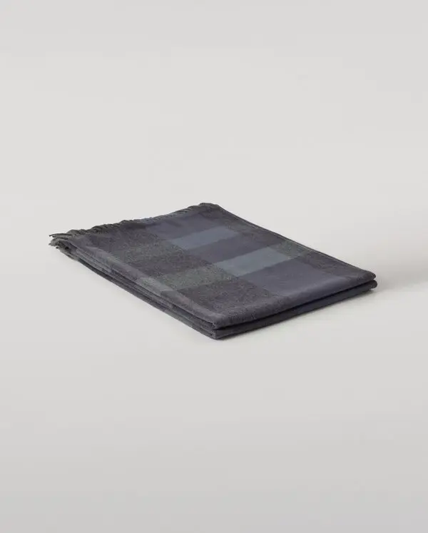 Johnstons Of Elgin Umbra Blue Cashmere Plaid Throw