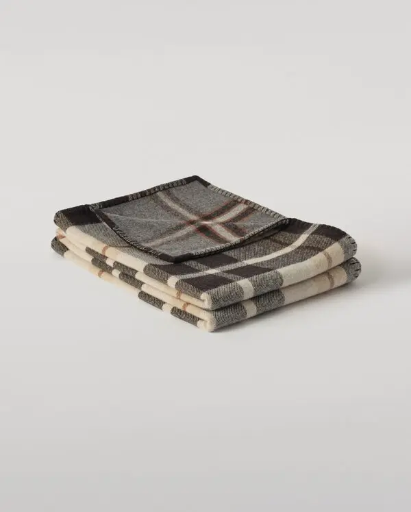 Johnstons Of Elgin Double Face Black & Blue Wool Throw