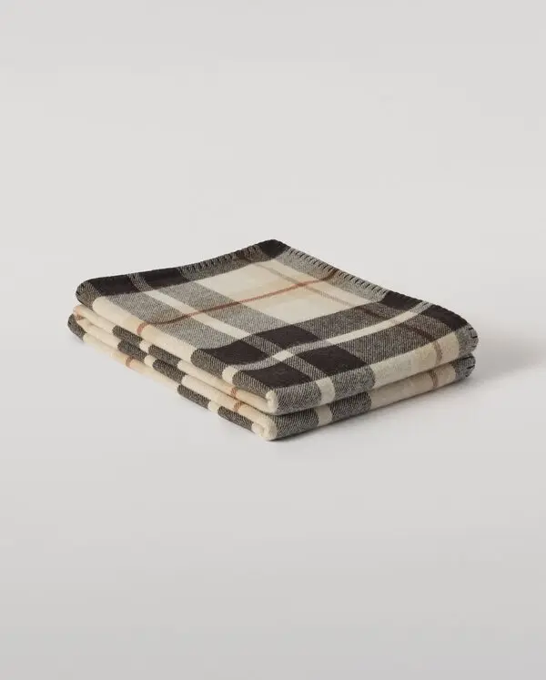 Johnstons Of Elgin Double Face Black & Blue Wool Throw