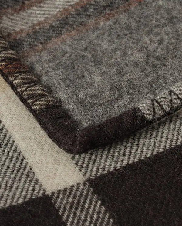 Johnstons Of Elgin Double Face Black & Blue Wool Throw