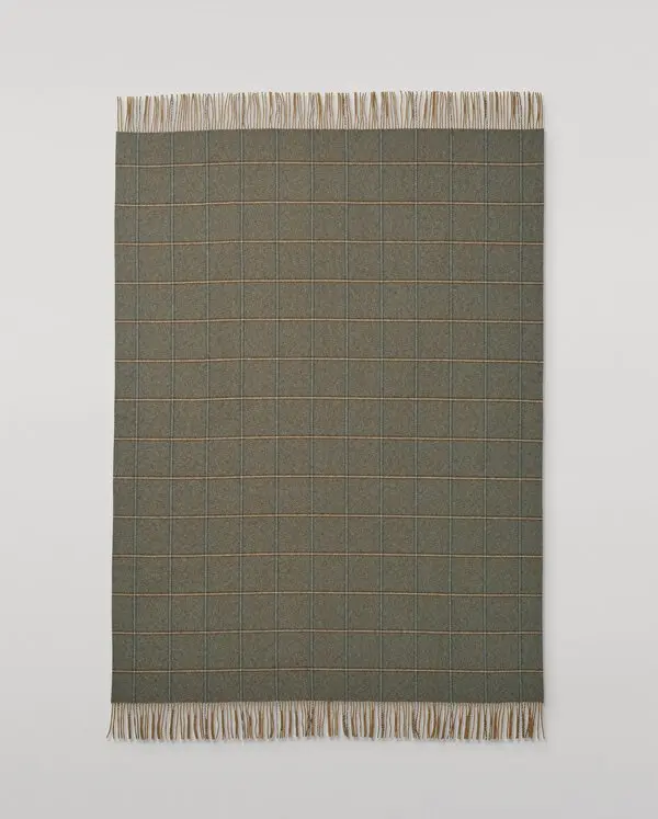 Johnstons Of Elgin Tweed Wool Throw - Green
