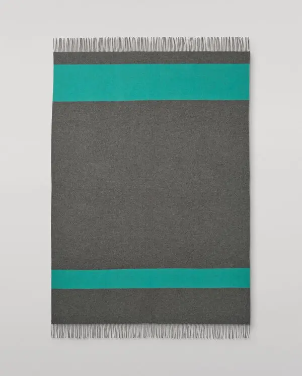 Johnstons Of Elgin Grey & Stripe Throw - Green