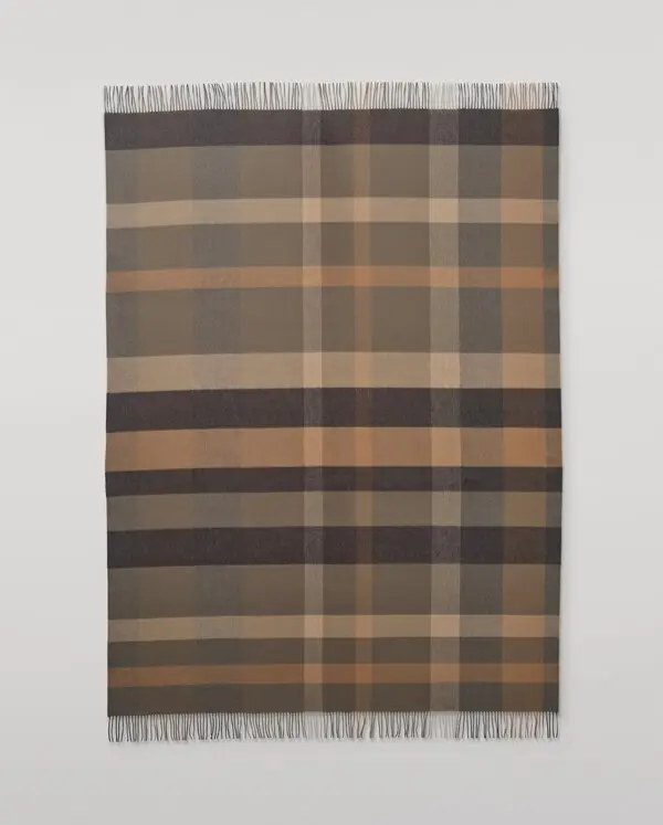 Johnstons Of Elgin Umbra Cashmere Plaid Throw - Brown