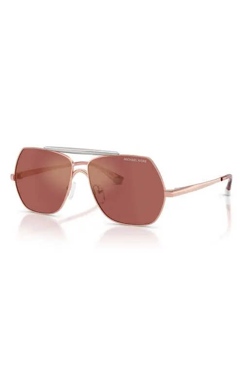 Michael Kors Denver 58mm Pilot Sunglasses - Rose Gold/wine Mirror
