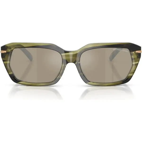 Michael Kors Lake Tahoe 54mm Mirrored Sunglasses - Olive Horn/brown Silver