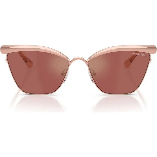 Michael Kors Scottsdale 56mm Cat Eye Sunglasses - Rose Gold/wine Mirror