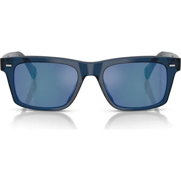 Oliver Spencer X Roger Federer Rectangular Sunglasses - Ash Blue/marine Flash Mirror