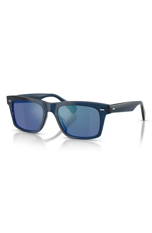 Oliver Spencer X Roger Federer Rectangular Sunglasses - Ash Blue/marine Flash Mirror