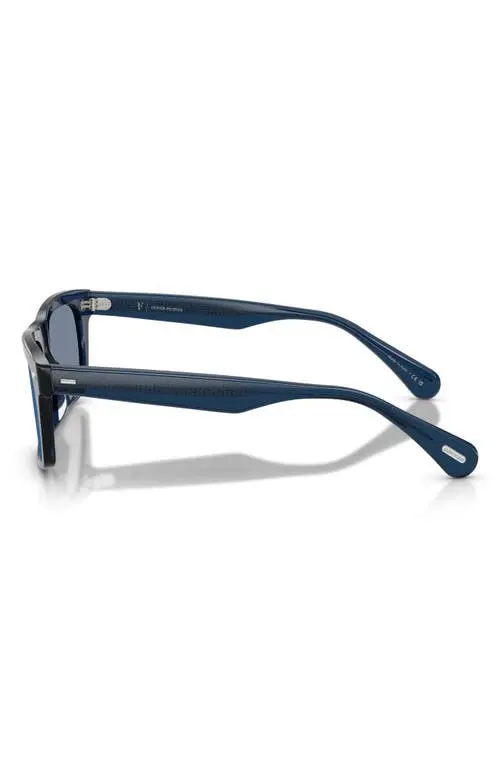 Oliver Spencer X Roger Federer Rectangular Sunglasses - Ash Blue/marine Flash Mirror