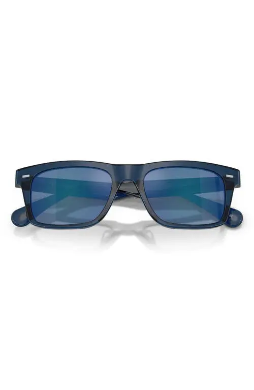 Oliver Spencer X Roger Federer Rectangular Sunglasses - Ash Blue/marine Flash Mirror