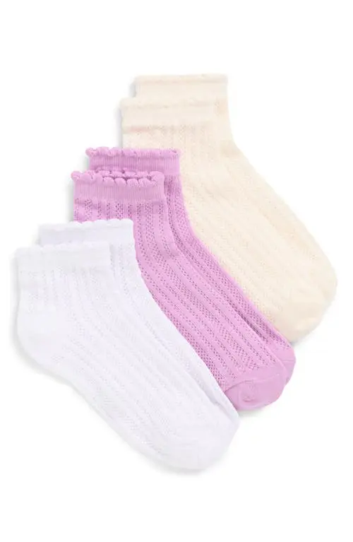 STEMS Lace Knit Ankle Socks 3 Pack - Lilac Haze