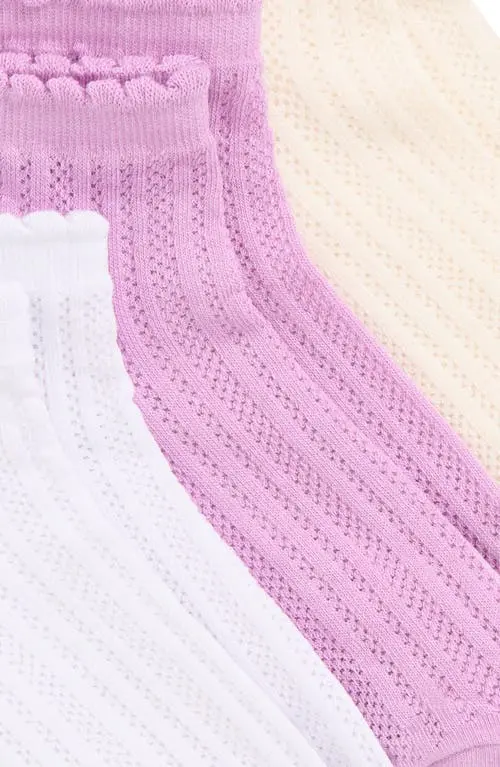 STEMS Lace Knit Ankle Socks 3 Pack - Lilac Haze