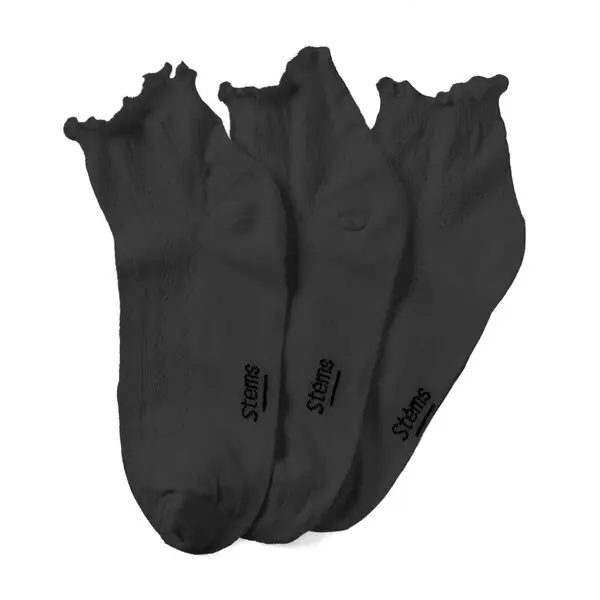 STEMS Pointelle 3-pack Ankle Socks - Black