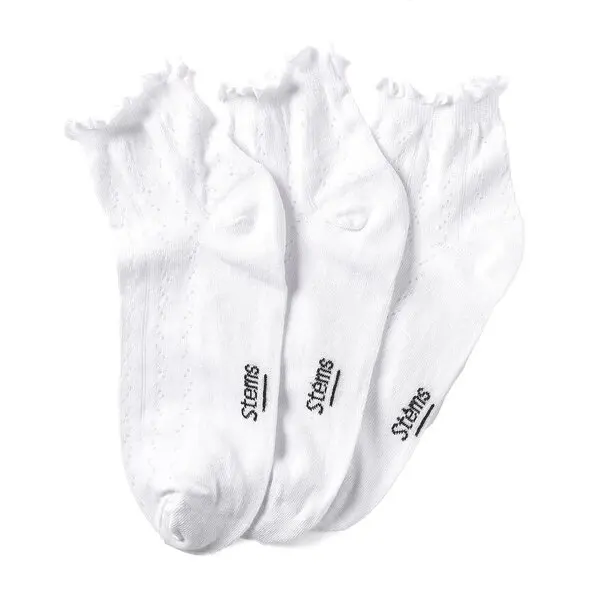 STEMS Pointelle 3-pack Ankle Socks - White