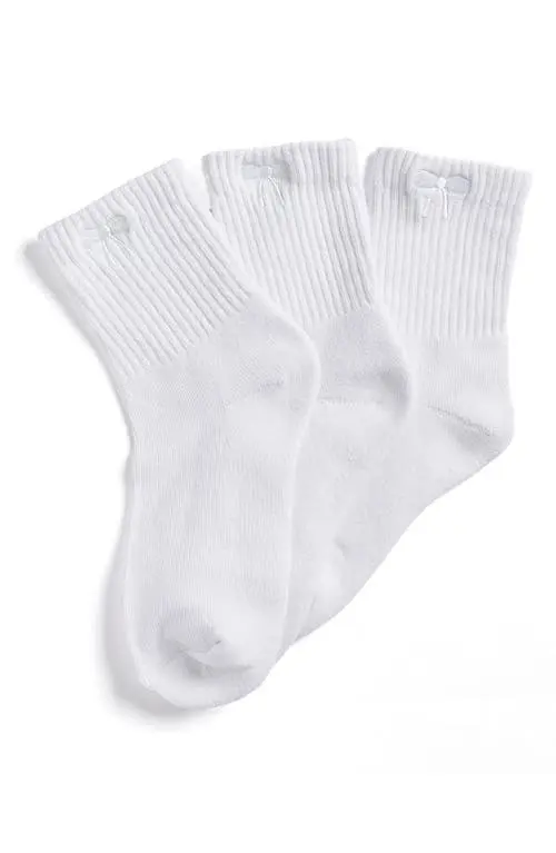 STEMS Bow 3-pack Cushioned Crew Socks - White
