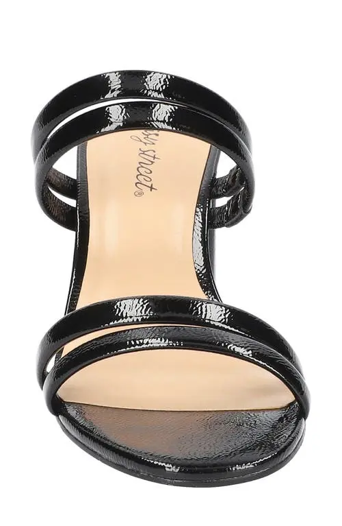 EASY WORKS BY EASY STREET Jemma Slide Sandal - Black Crinkled Patent