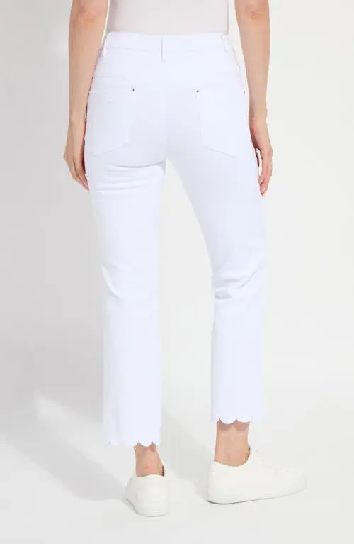 Lyssé Scallop Hem Pull-on Ankle Bootcut Knit Jeans