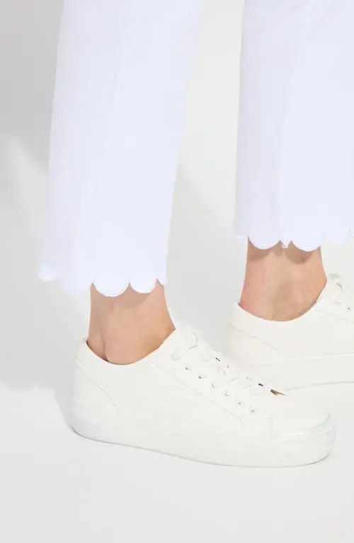 Lyssé Scallop Hem Pull-on Ankle Bootcut Knit Jeans