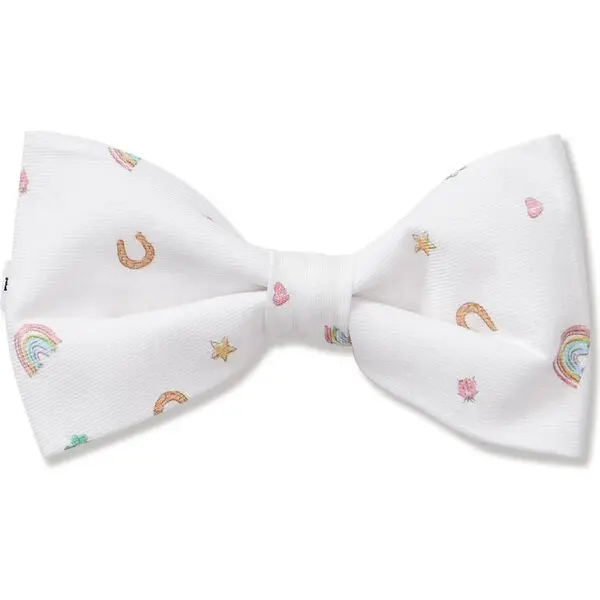 PETITE PLUME Good Luck Charm Dog Bow Tie - White