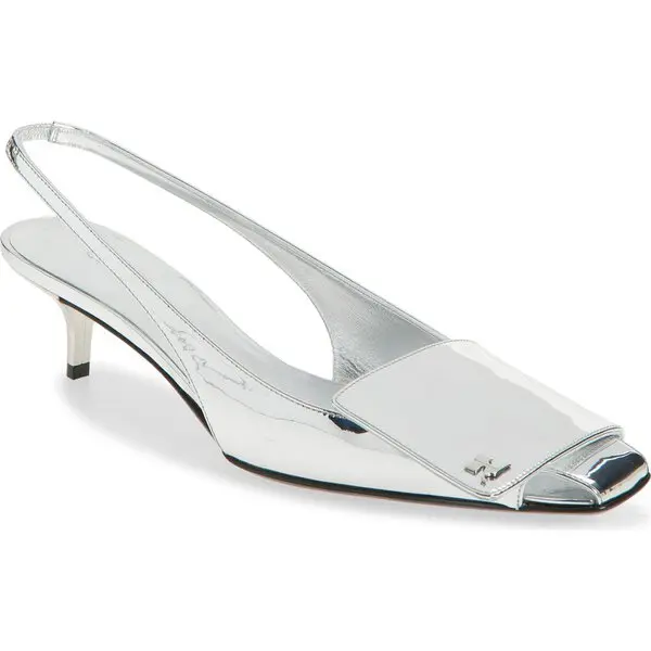 COURREGES Fold Kitten Heel Slingback Sandals - Mirror