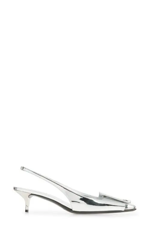 COURREGES Fold Kitten Heel Slingback Sandals - Mirror