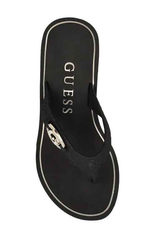 Guess Shai Platform Wedge Flip Flop - Black