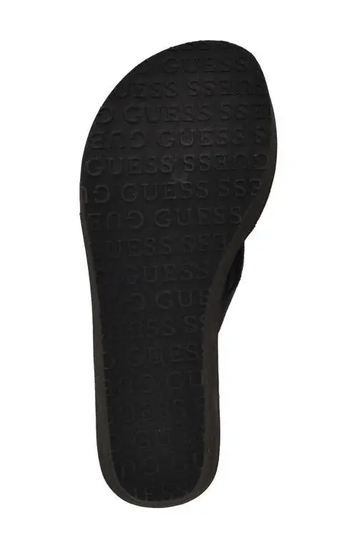 Guess Shai Platform Wedge Flip Flop - Black