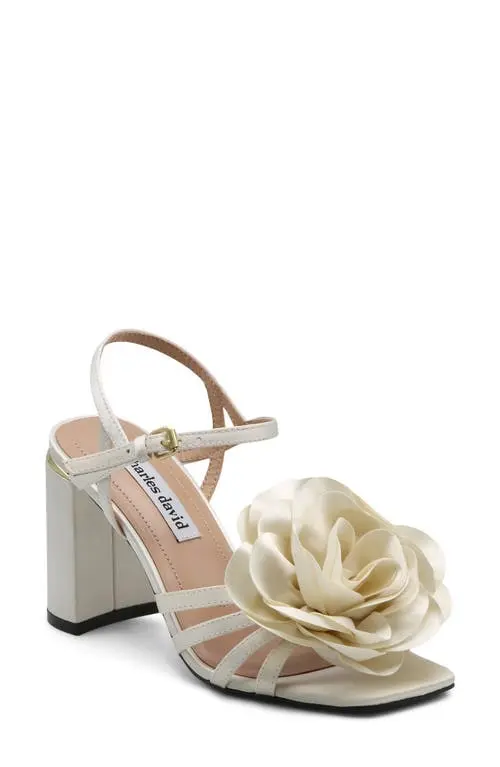 CHARLES DAVID Ankle Strap Sandal - Ivory Satin