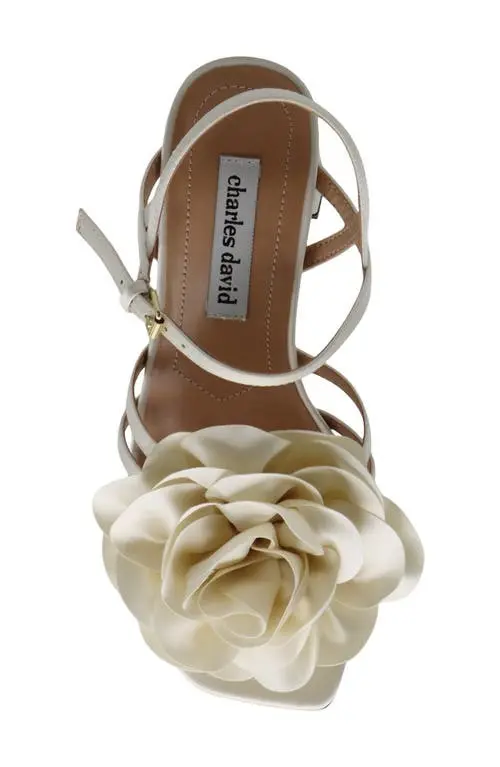 CHARLES DAVID Ankle Strap Sandal - Ivory Satin