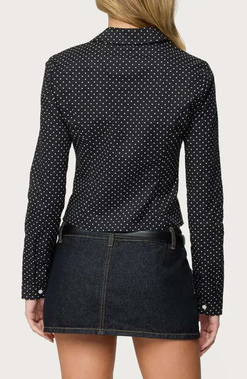 EDIKTED Polka Dot Button-up Shirt