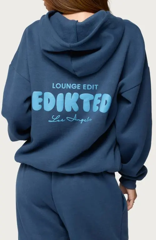 EDIKTED Fleece Logo Graphic Hoodie - Navy