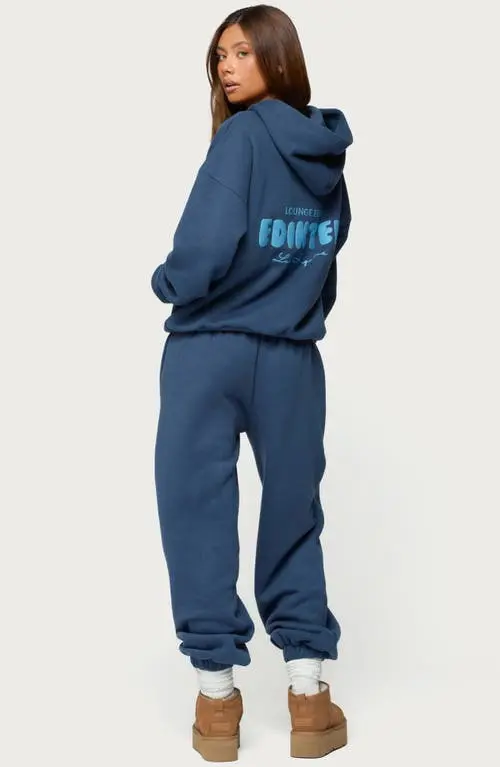EDIKTED Fleece Logo Graphic Hoodie - Navy