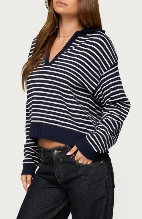 EDIKTED Oversize Stripe Sweater - Navy