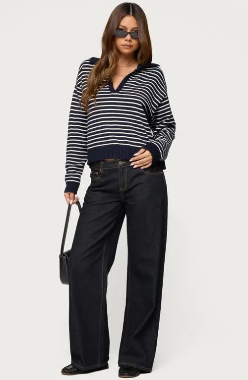 EDIKTED Oversize Stripe Sweater - Navy